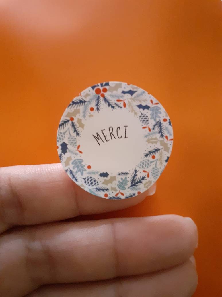 24 Etiquettes autocollantes rondes,étiquettes adhésives 35 mm Merci ...